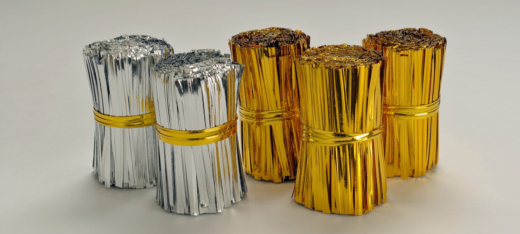 Gold & Silver Vinyl Twist Ties - Venus Packaging